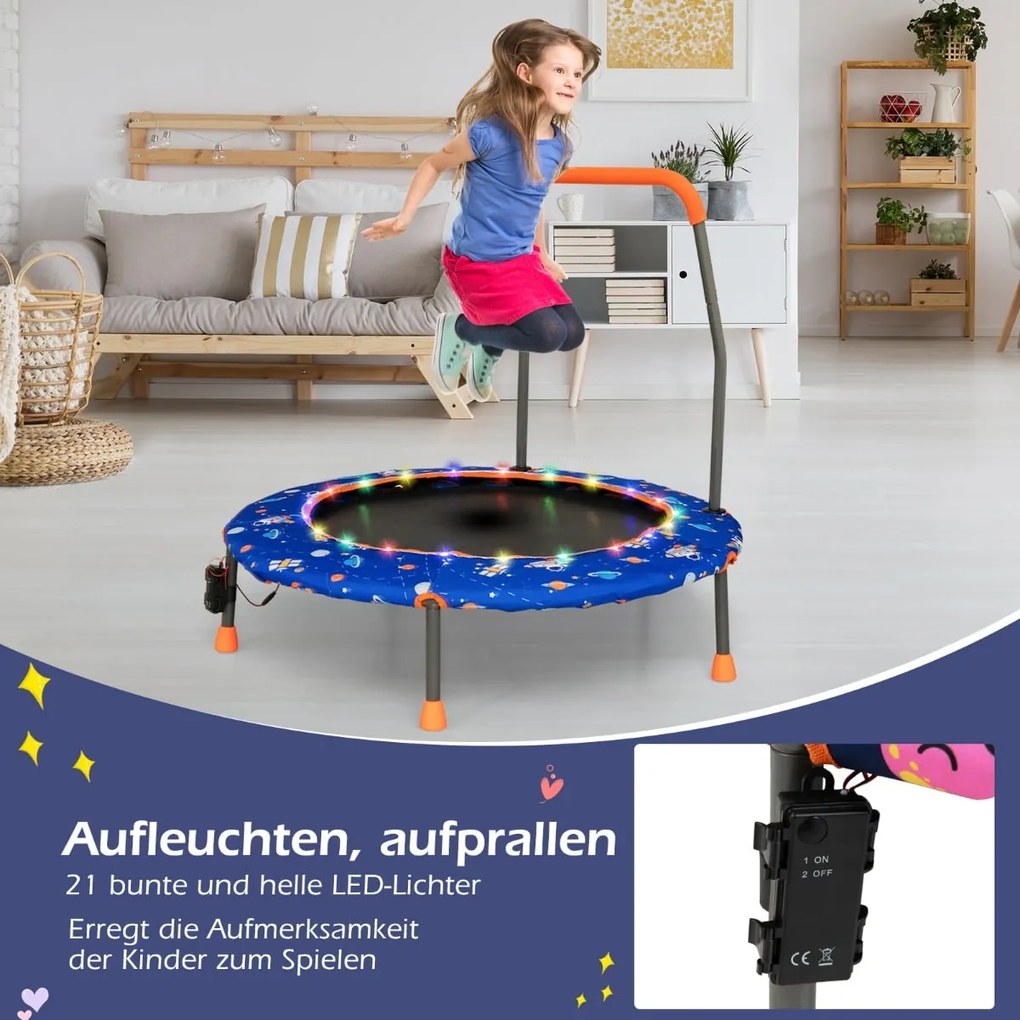 Costway Ø92 cm dětská trampolína mini trampolína s LED osvětlením a amp