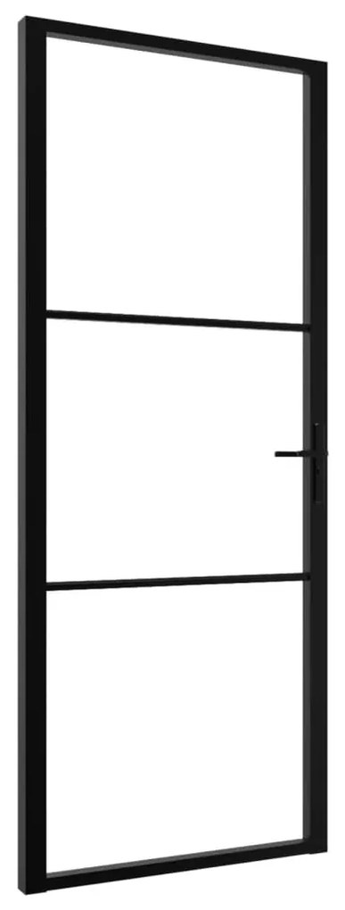 vidaXL Interiérové dveře ESG sklo a hliník 83 x 201,5 cm černé