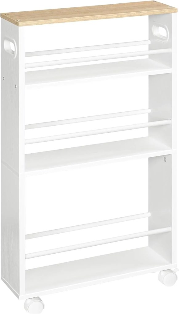 Úzký pojízdný kuchyňský regál Vasagle Tonari 45 cm bílý/hnědý