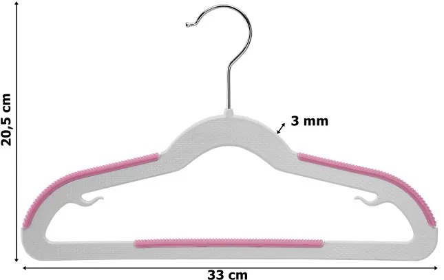 Věšáky na oblečení KIDSI šedé / růžové (10 ks)