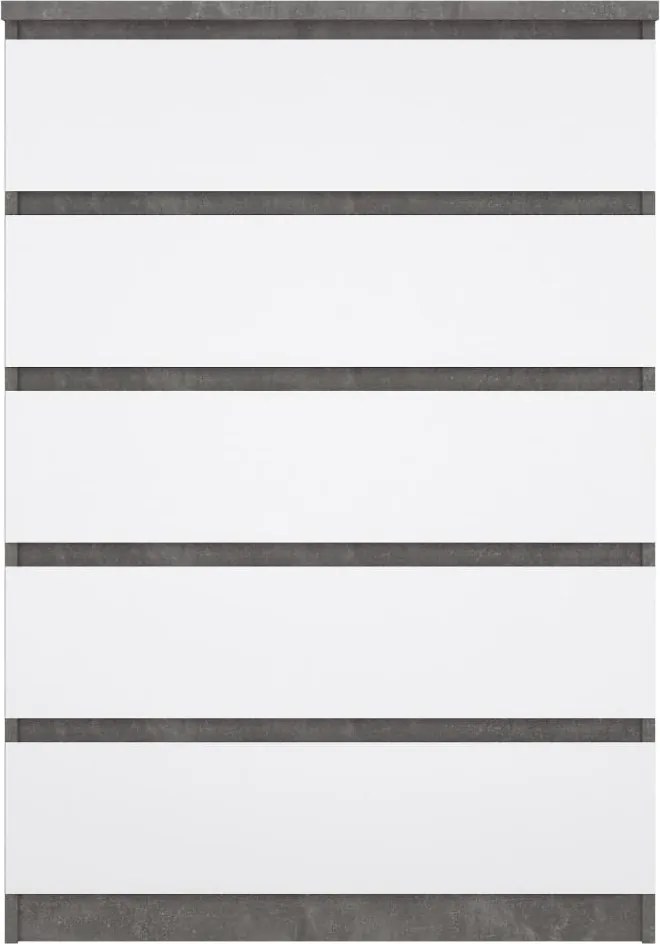FALCO Komoda Simplicity 231 beton/bílý lesk