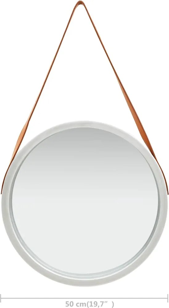 Nástěnné zrcadlo s popruhem 50 cm stříbrné 320366