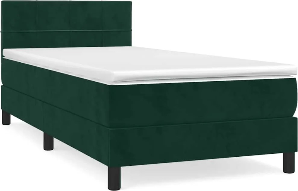 Box spring postel s matrací tmavě zelená 80 x 200 cm samet 3141272