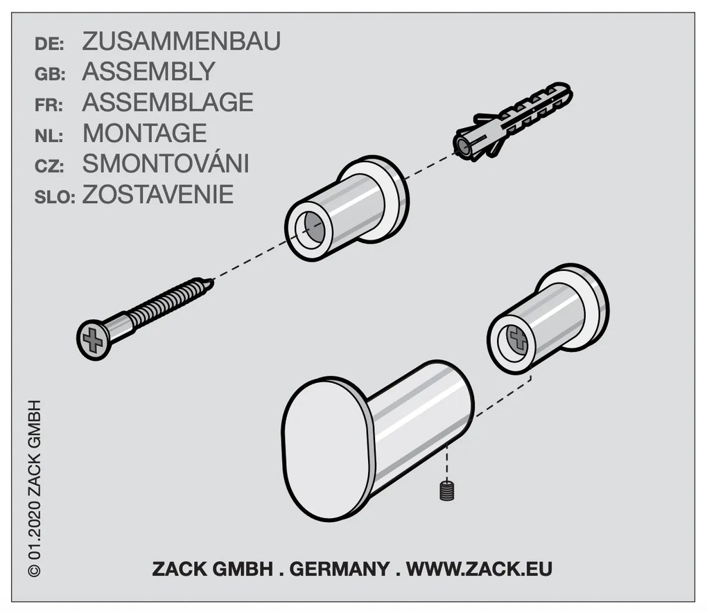 Háček na ručníky nerezový broušený k vrtání atore ZACK