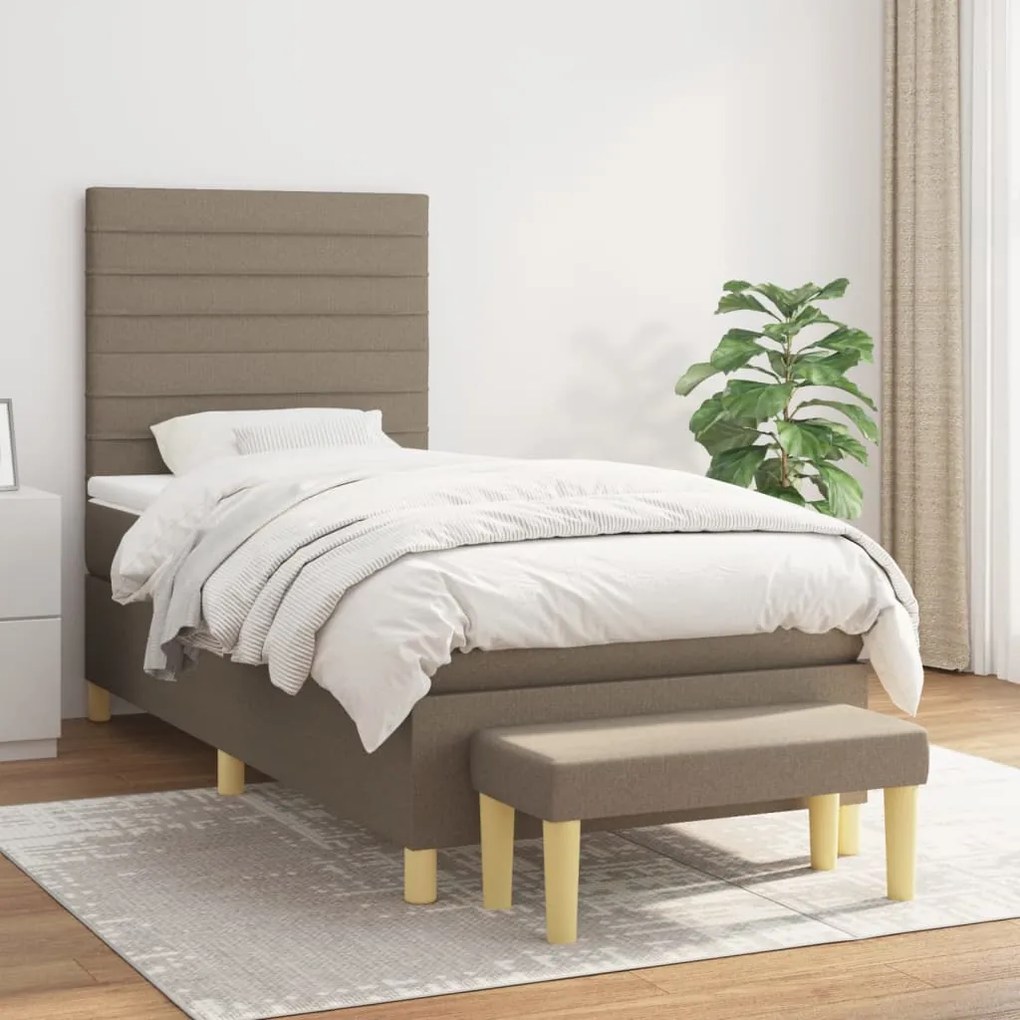 Box spring postel s matrací taupe 90x190 cm textil 3137201