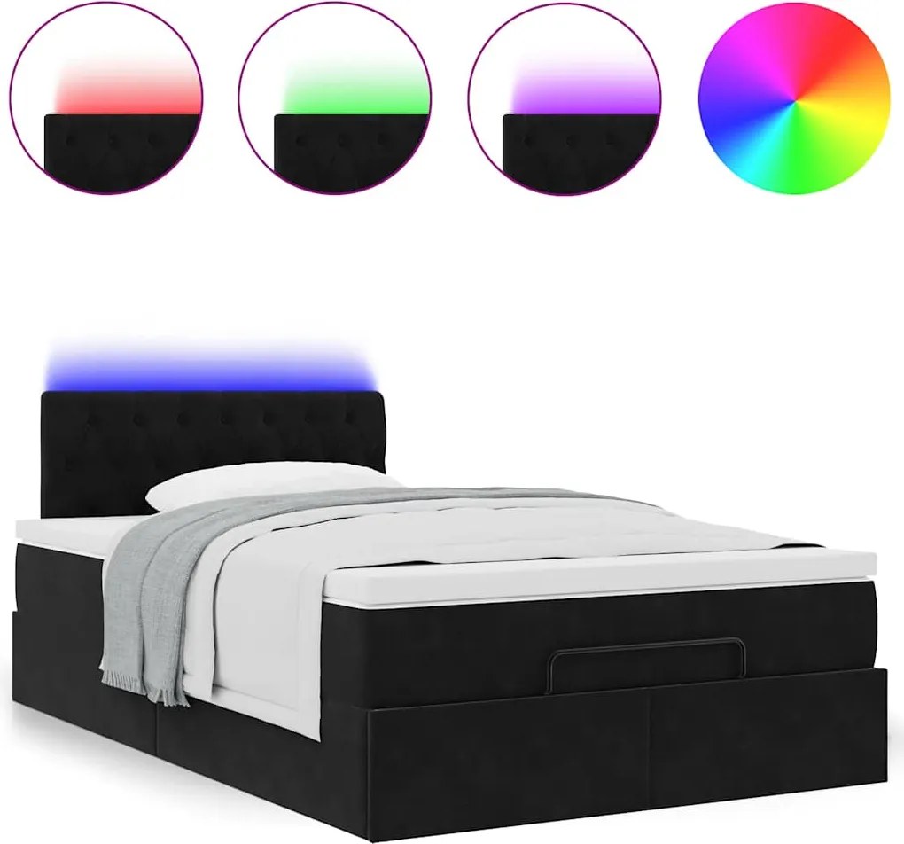 Osmanská postel s matrací & LED černá 120x190cm samet 3312682