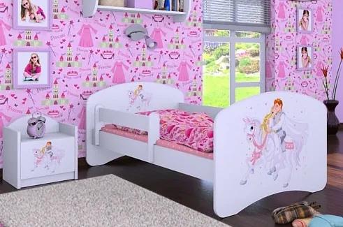 MAXMAX Dětská postel bez šuplíku 140x70cm PRINC NA BÍLÉM KONI