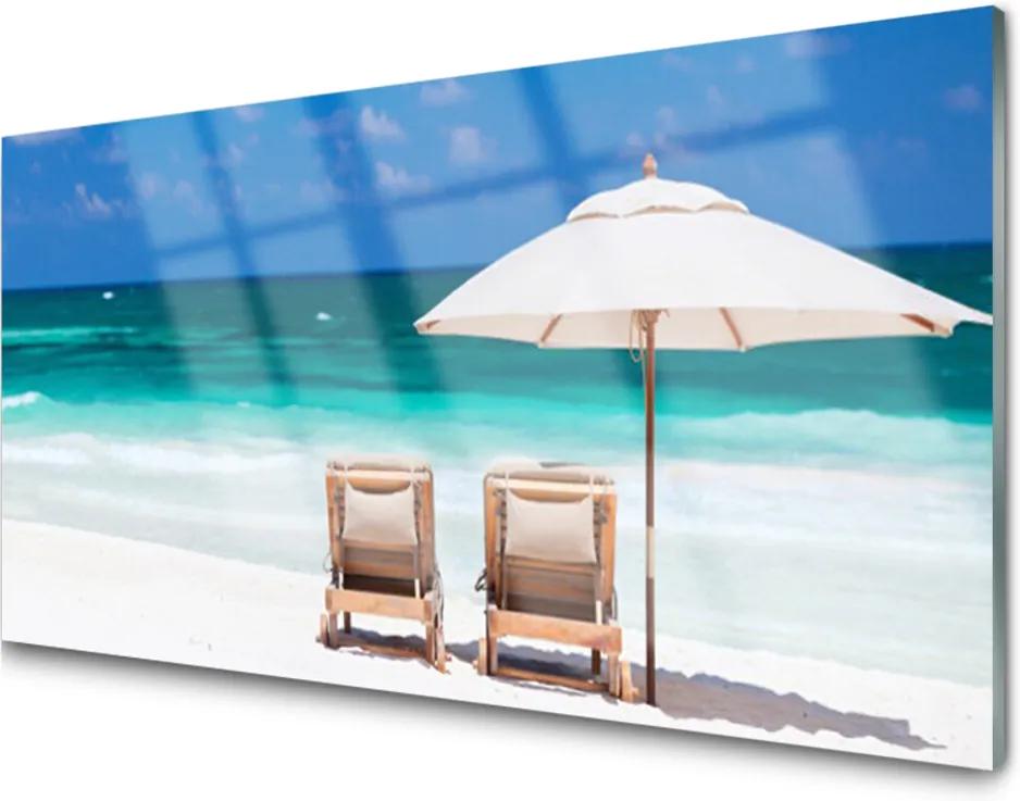 Obraz na skle Pláž Deštník Krajina