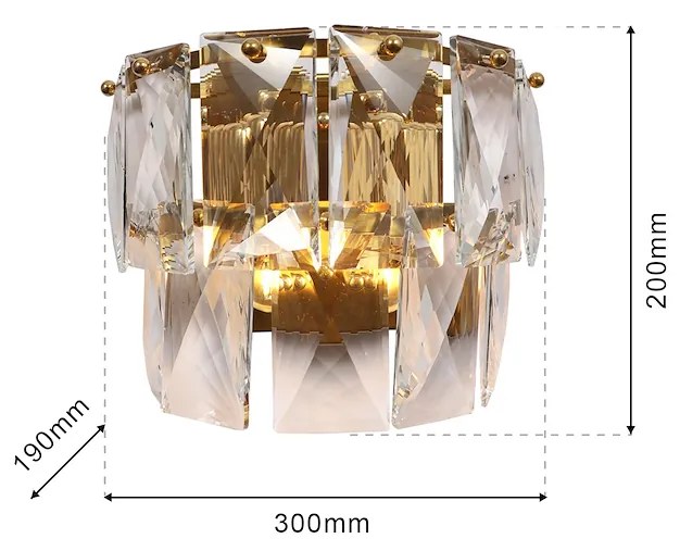 Nástěnné svítidlo Chelsea, 1x křišťálové stínítko, g
