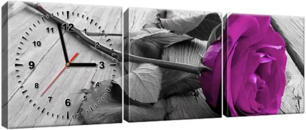 Tištěný obraz s hodinami Fialová růže na molu 90x30cm ZP1803A_3A