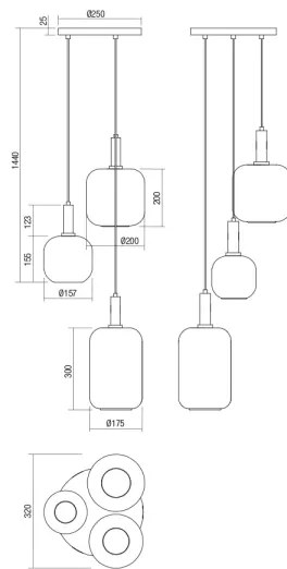 Redo 01-3198 - Lustr na lanku BRINA 3xE27/23W/230V