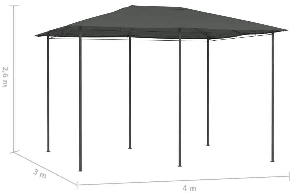 vidaXL Marketos Altán 3 x 4 x 2,6 m antracitový 160 g/m²