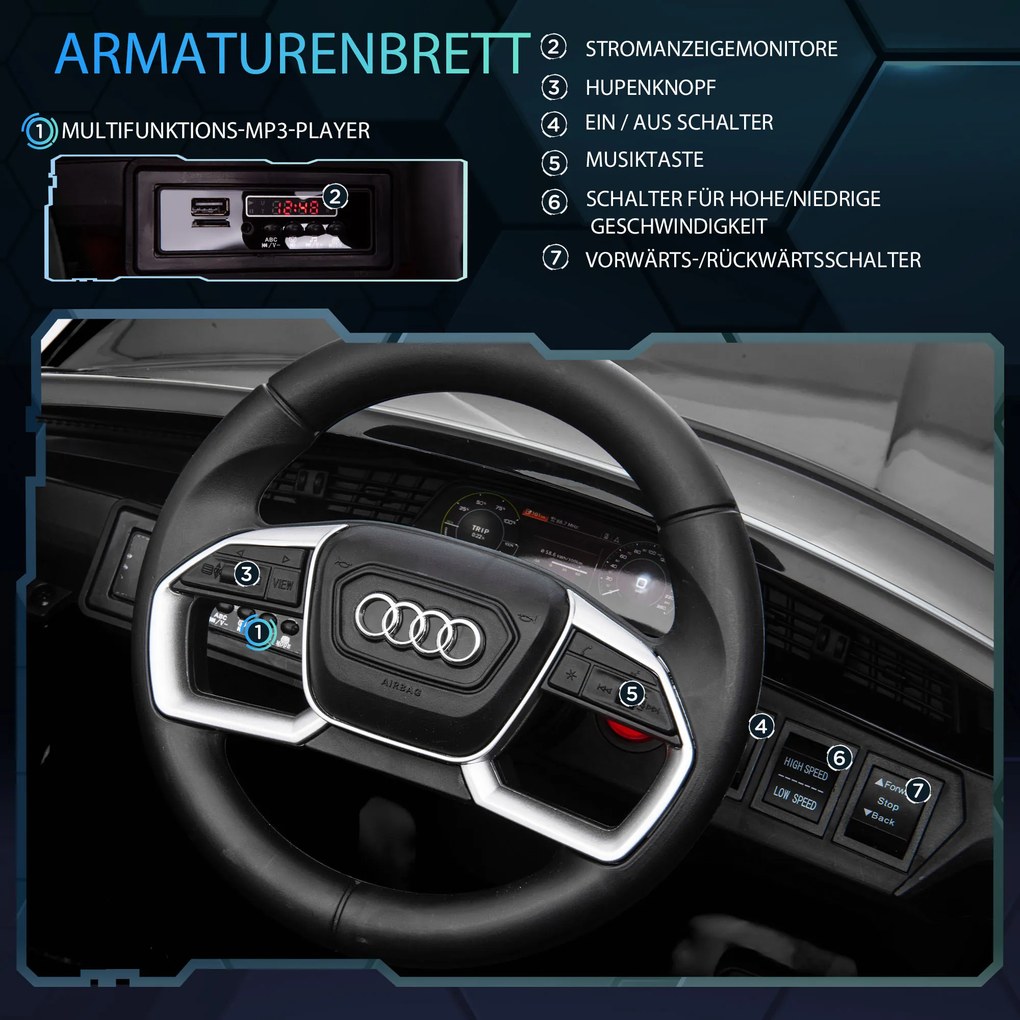 HOMCOM dětské elektrické autíčko s dálkovým ovládáním, bezpečnostním pásem, hudbou (MP3/USB/TF), pro děti od 3 do 5 let