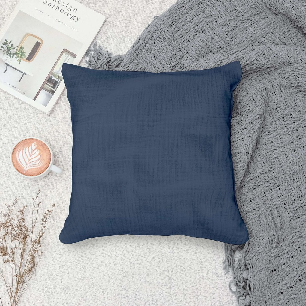 Mušelínový povlak na polštářek Dark navy Velikost: atypický 50 x 50