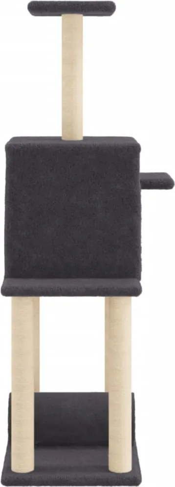 Škrabadlo pro kočky se sisalovými sloupky tmavě šedé 122 cm 172090
