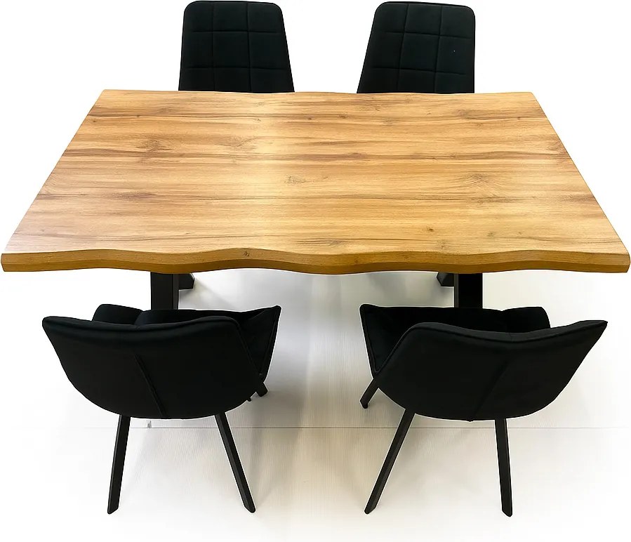 Vikio Jídelní set pro 4 osoby 140x90 cm dub-černá VJS114-41C