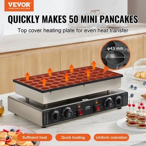 50PCS 43 mm Mini holandský palačinkář komerční Dorayaki Baker 1700 W