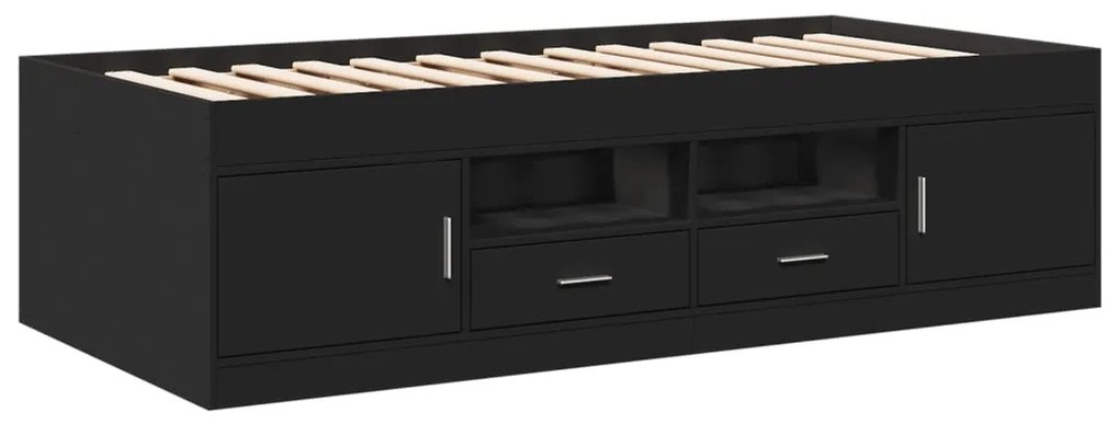 vidaXL Válenda se zásuvkami černá 100 x 200 cm kompozitní dřevo