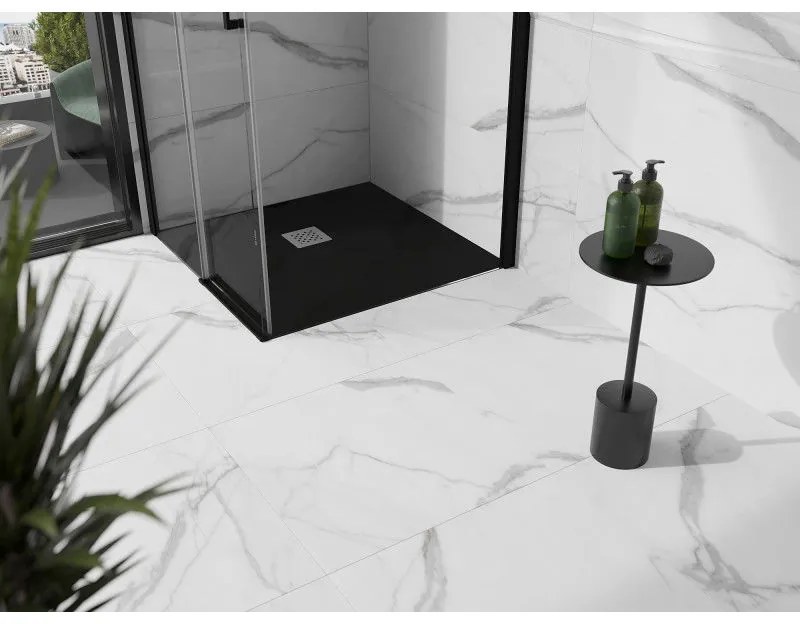 Mexen Stone+, čtvercová vanička z minerálního kompozitu 100 x 100 cm, černá matná, 44701010