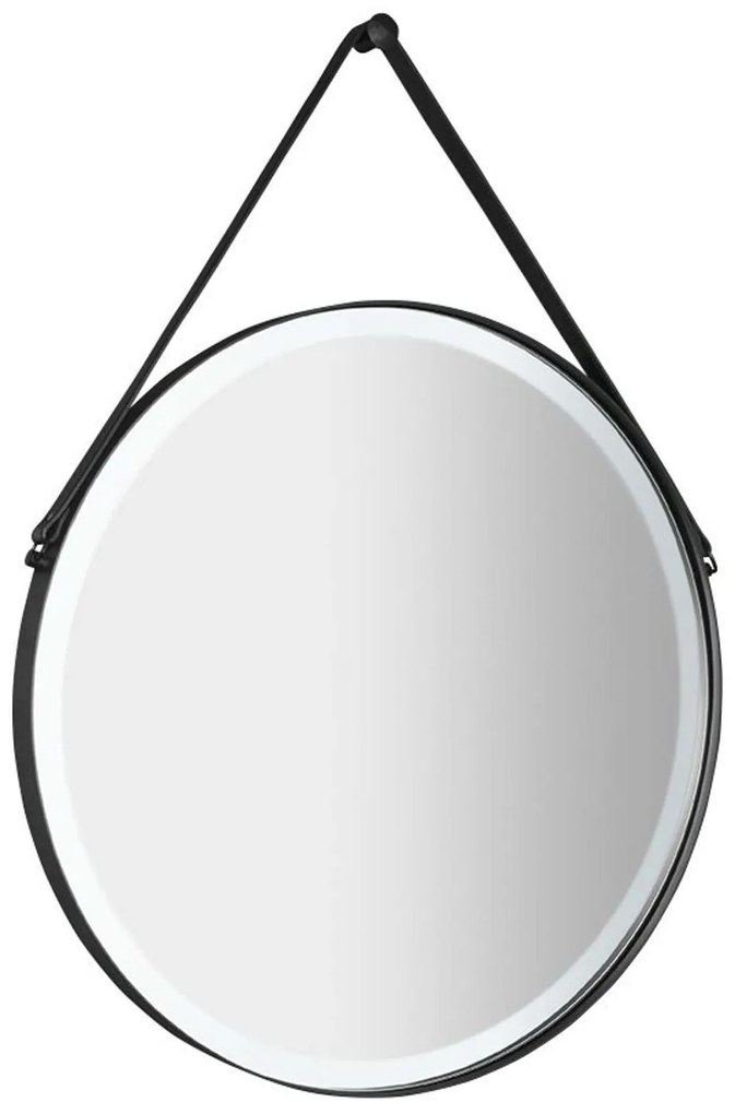 Sapho - Zrcadlo Orbiter s LED osvětlením, průměr 70 cm, matná černá ORL070
