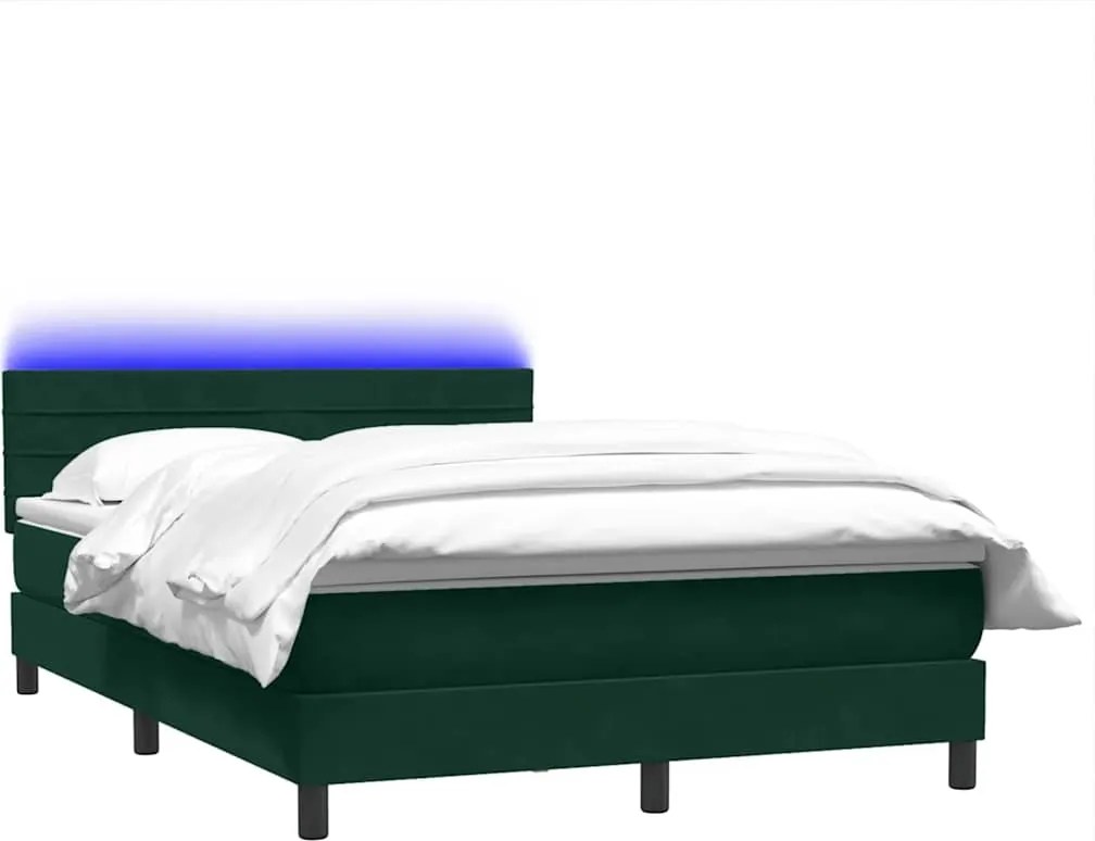 Box spring postel s matrací a LED tmavě zelená 160x220 cm samet 3317034