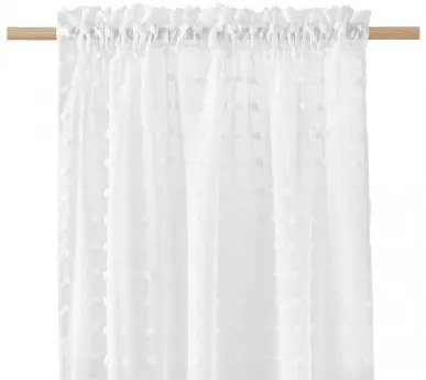 Bílá záclona na kolíčky s kuličkami 140 x 250 cm
