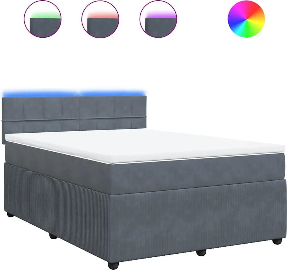 Box spring postel s matrací tmavě šedý 140 x 190 cm samet 3290035