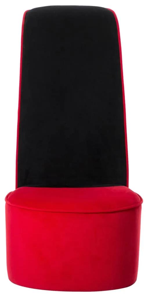 vidaXL Křeslo s vysokým podpatkem červené samet