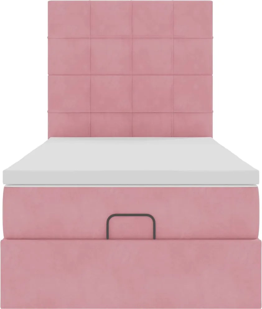 Osmanský rám postele s matracemi růžová 80x200cm samet 3313438