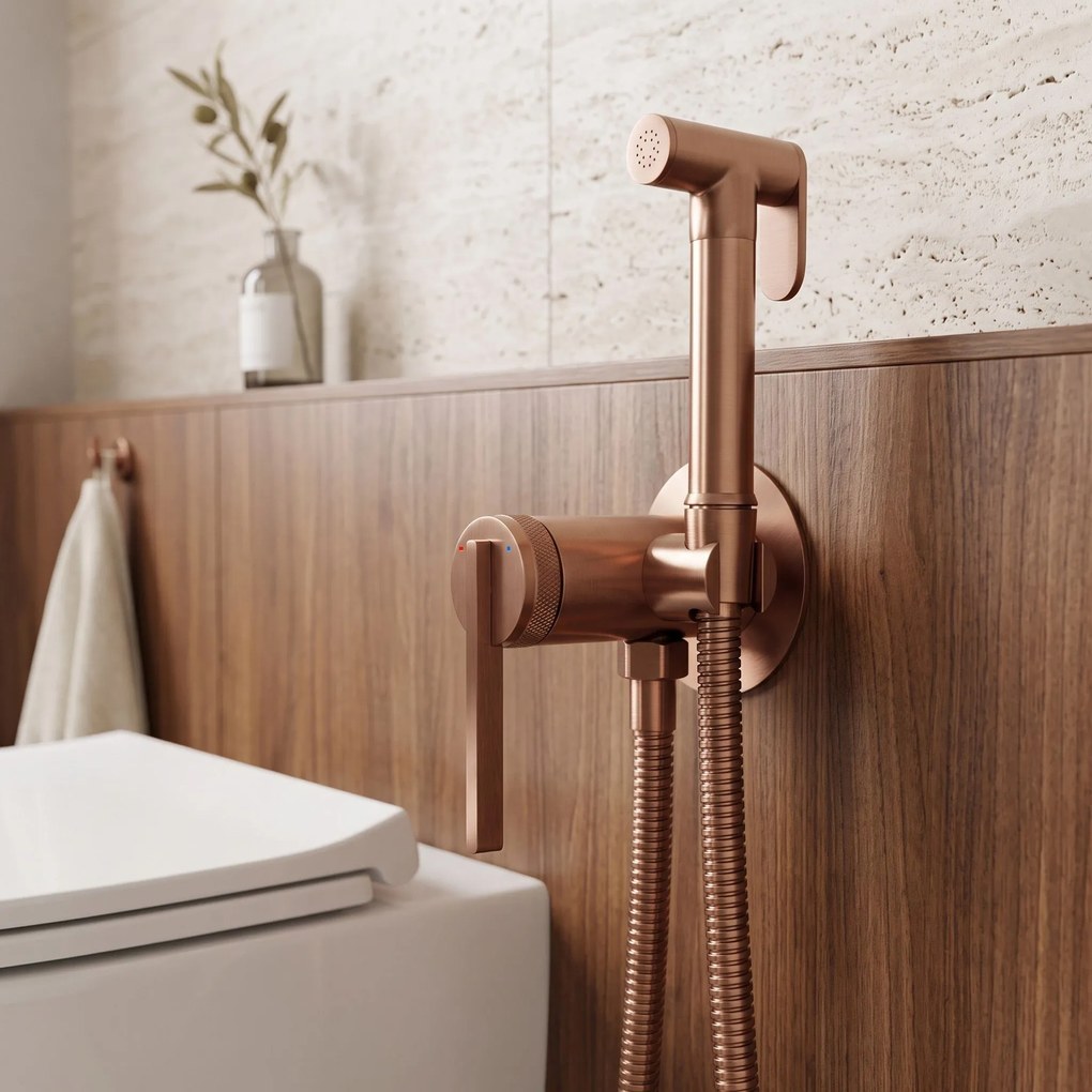 Rea, Podomítková bidetová baterie Rea Grace Brush Copper, REA-B4504