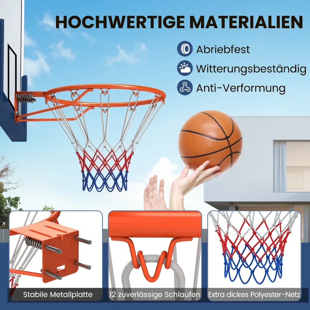 Costway Ø45 cm Sálový basketbalový koš s kroužkem a síťkou Mini basketbalový koš