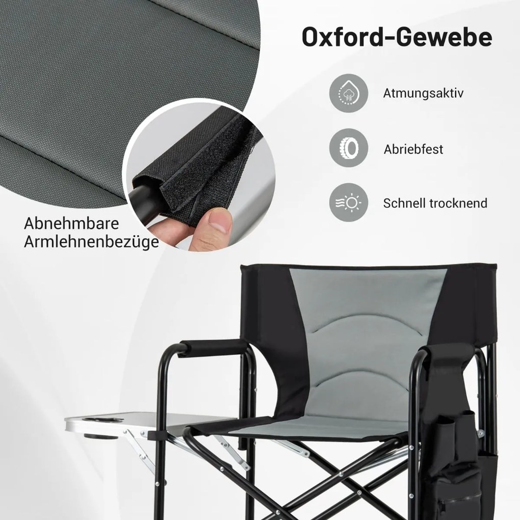 Costway Camping Chair Skládací vysoká skládací židle s bočním stolkem