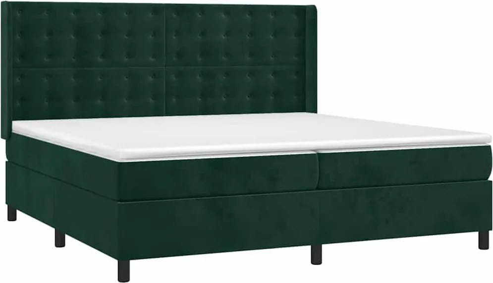 Box spring postel s matrací tmavě zelená 200x200 cm samet 3132942
