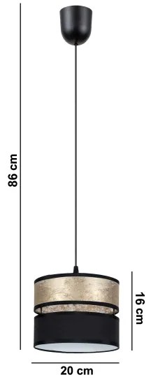 Lustr na lanku LIMA 1xE27/60W/230V zlatá/černá