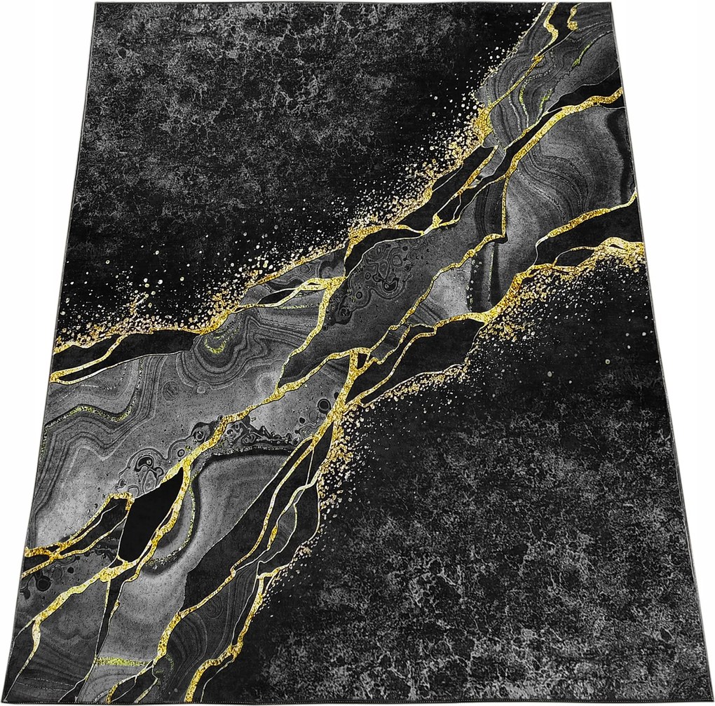 Koberec 120x180 Mramor Moderní Protiskluzový Módní Žlutý Tmavě Šedý