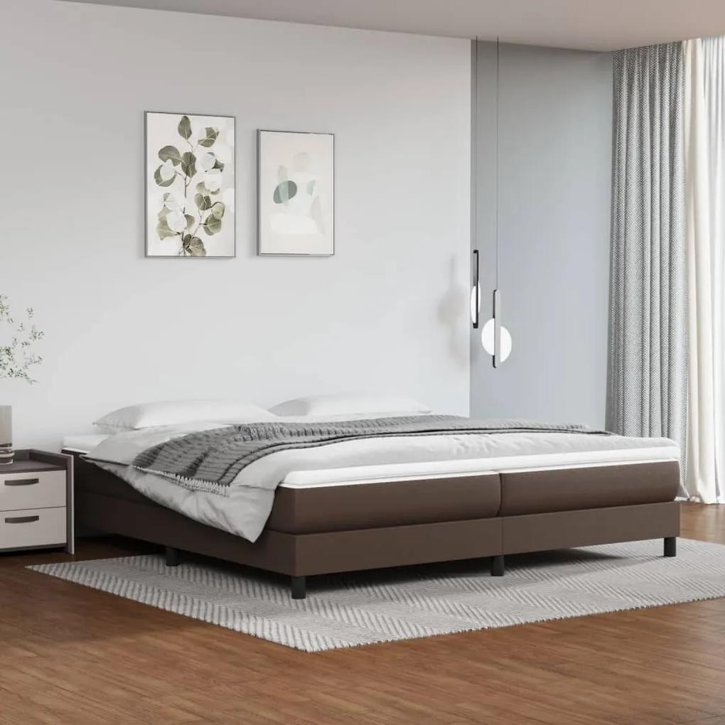 Box spring postel s matrací hnědá 200x200 cm umělá kůže - Default Title