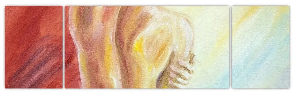 Obraz odpočívající ženy, olejomalba (170x50 cm)