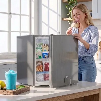 HOMCOM Mini mraznička 35 L mrazicí box elektrický volně stojící 161 W Mini mraznička 47 x 44,2 x 48,8 cm šedá