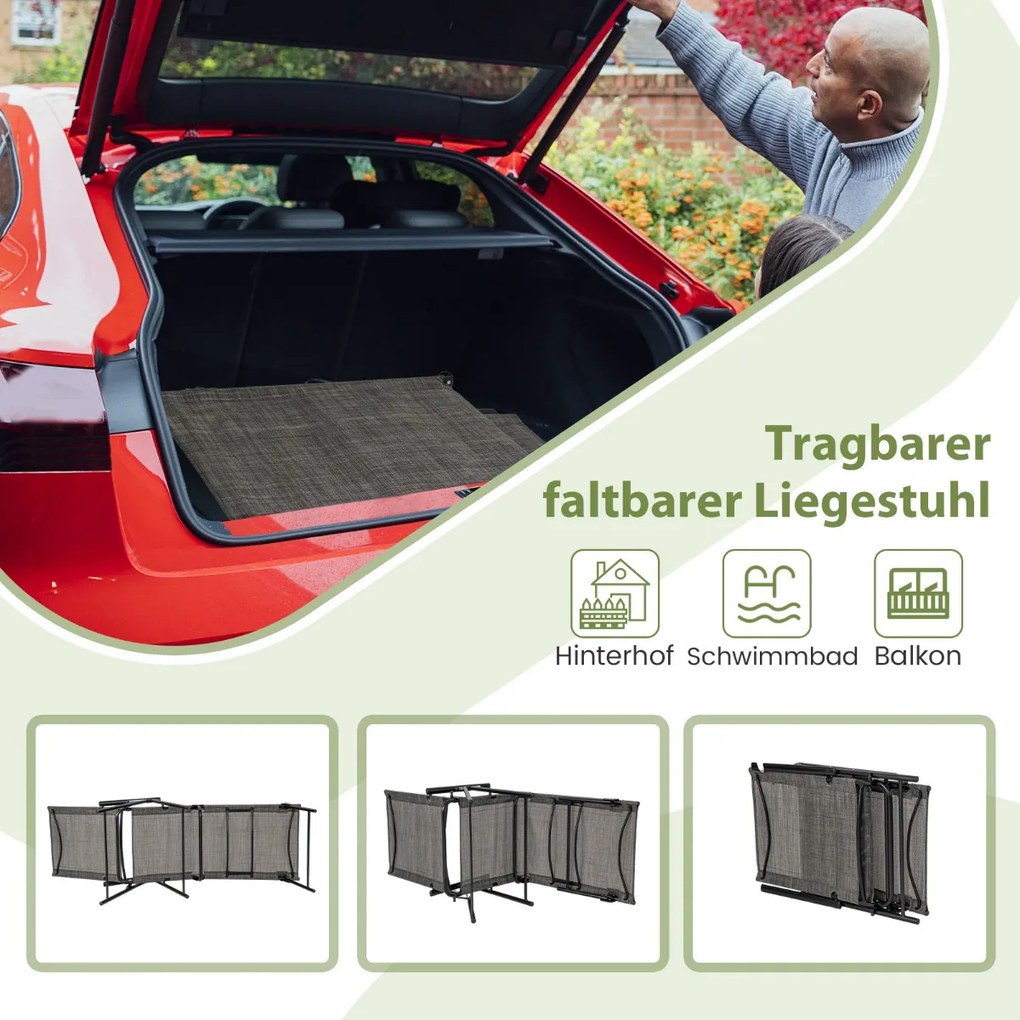 Costway Sada 2 skládacích lehátek zahradní lehátka s nastavitelným opěradlem