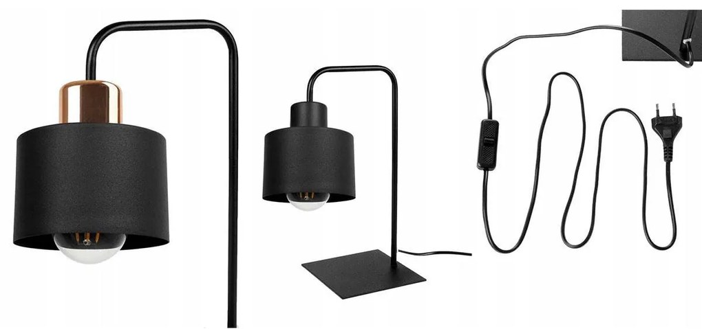 Stolní lampa PANTA, 1x černé kovové stínítko, (výběr ze 2 barev uchycení)