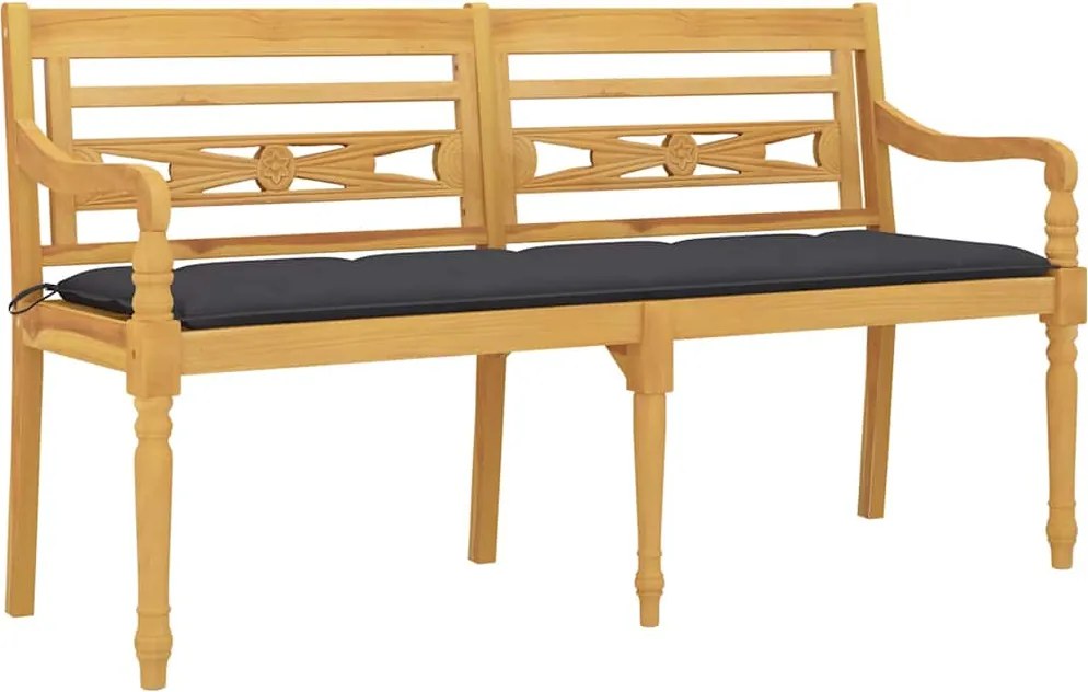 Lavice Batavia s antracitovou poduškou 150 cm masivní teak 3100841