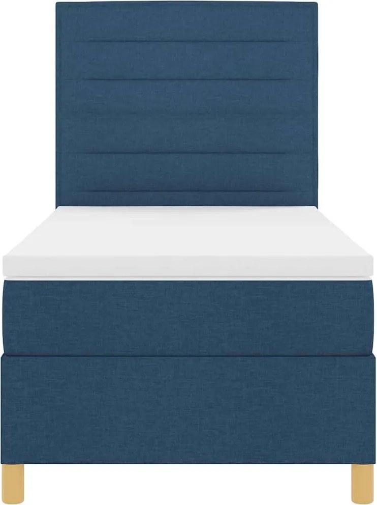 Postel s boxspringem s matrací s čelo Modrá 90 x 200 cm textil 3339517