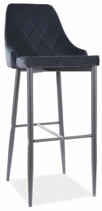 MAXIVA Barová židle - TRIX B Velvet H-1, kovové nohy, různé barvy na výběr Čalounění: černá (Bluvel 19)