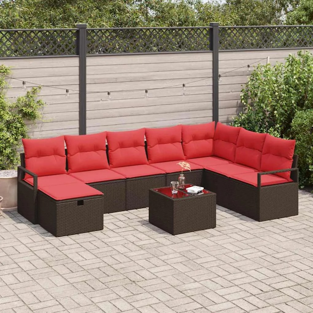 Set pohovek 9 ks Hnědá polyratan 3359243