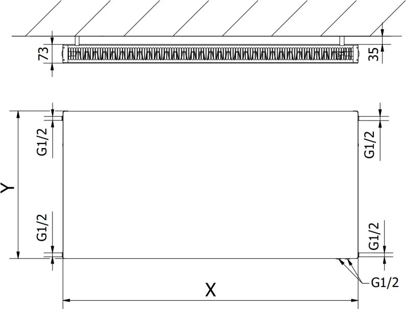 Mexen, Mexen Flat CVF21 panelový radiátor 900 x 1500 mm, spodní připojení, 2384 W, bílý - W621F-090-150-00