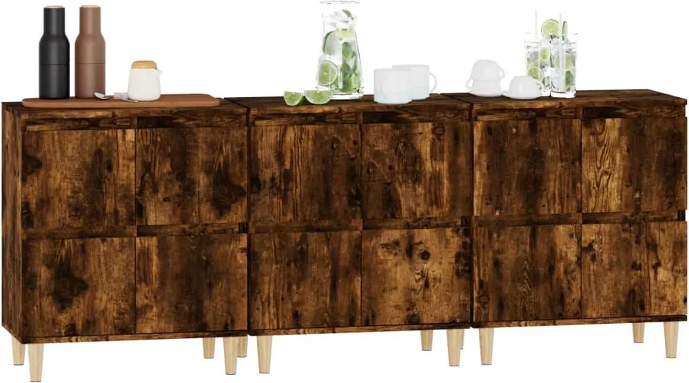 Příborníky 3 ks kouřový dub 60 x 35 x 70 cm kompozitní dřevo 3185772