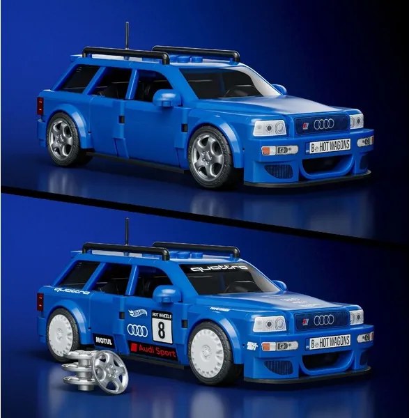 Mattel Brick Shop sestavitelný model Hot Wheels - 94 Audi Avant RS2 (Speed Series) Vícebarevná