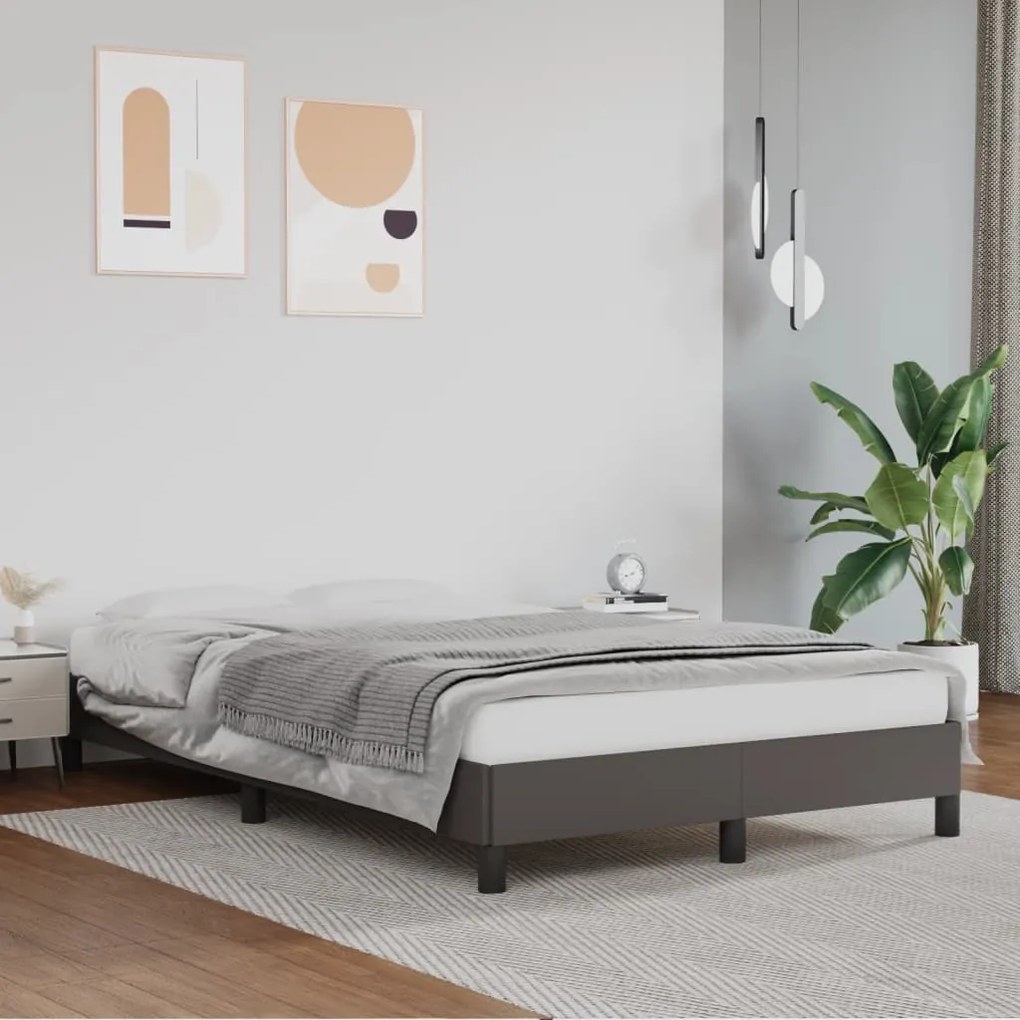 Rám postele bez matrace šedý 120x190 cm umělá kůže 3269623