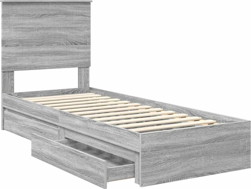 Postel s úložným prostorem se zásuvkou Šedá Sonoma 75 x 190 cm 3411262