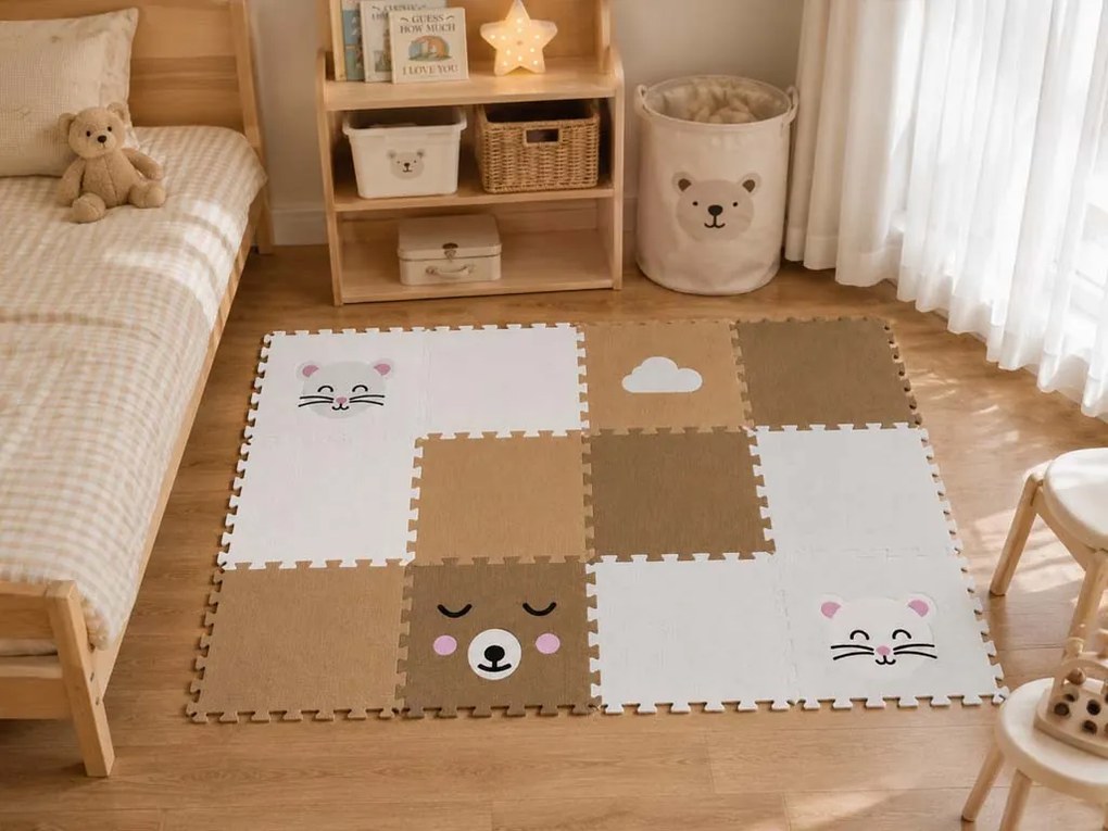 Pěnová podlaha puzzle 12 dílů MYŠKA A MEDVÍDEK
